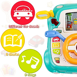 Kids Steering Wheel Toy Musical Baby Car Toddlers Toys Age 1-2-3 Interactive Learning Simulation Drving Toy Car Seat Toy Develops Fine Motor Skills for 1 2 3 Years Old Baby Boys Girls