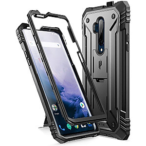 Poetic Revolution Case for OnePlus 7, [20FT Mil-Grade Drop Tested], Full-Body Rugged Dual-Layer Shockproof Protective Cover with Kickstand and Built-in-Screen Protector, Black