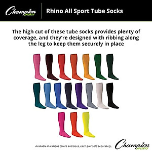 Champion Sports Rhino® All Sport Socks - Machine Washable Sport Sock - for Baseball, Football, Soccer - Cushioned Tube Sock - Stay-in-Place Fit - Size XL/13-15 - Kelly Green