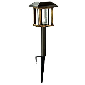 20 Lumens Solar 2-Tone Bronze and Wood LED Landscape Pathway Light Set with Classic Bulb (4-Pack)