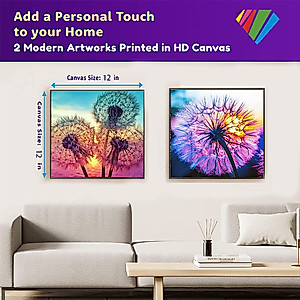2-Piece Dandelions Diamond Painting Kits for Adults, Round Full Drill 5D DIY Diamond Art Kits for Home Wall Decor 12"x12"