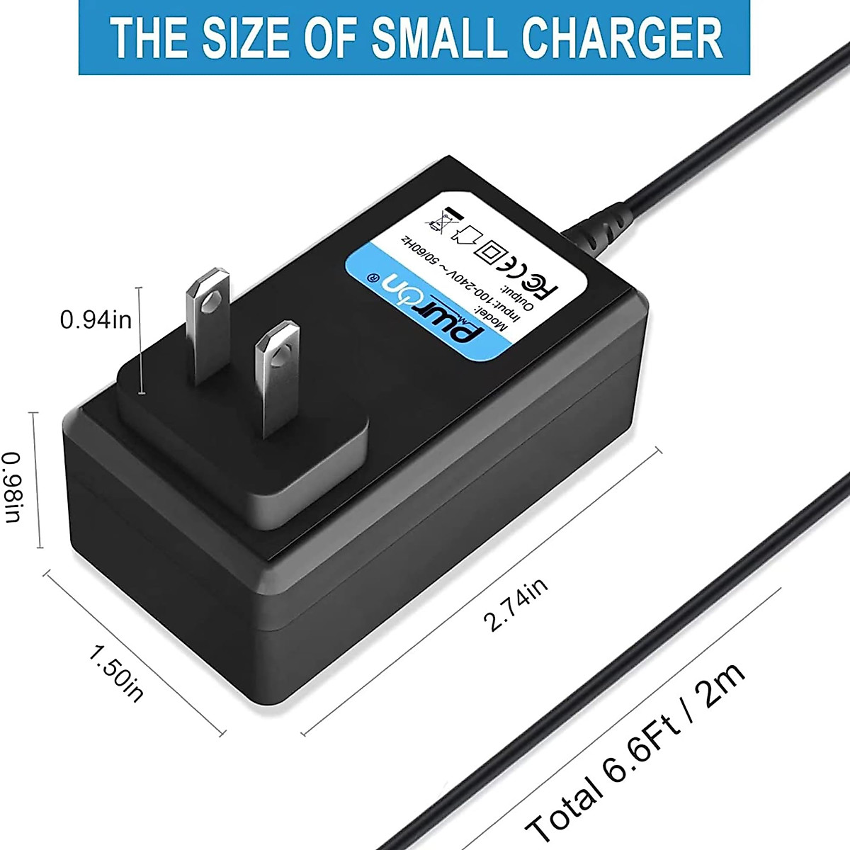 PwrON US Plug DC 10V 1A Power Supply Adapter Wall Charger 3.5x1.3mm Center+ Positive
