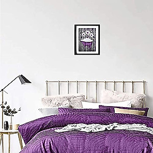 BARZM Rustic Farmhouse Purple Daisy Wall Art Purple Bathroom Wall Art Daisy Canvas Pictures Modern Flower Bathtube Rustic Purple Daisy Wall Art Decor for Bedroom 12x16 inch Frameless