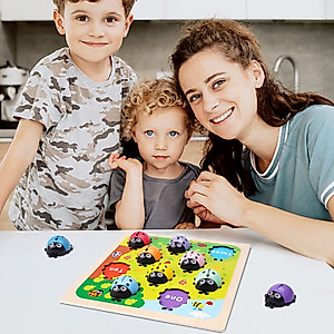 Wooden Counting Ladybugs Montessori Counting Toys for Toddlers Learning Education Toy Ladybugs Puzzle Numbers Matching Preschool Math Board Games Develop Fine Motor Skills for 3 4 5 Year Old Kids