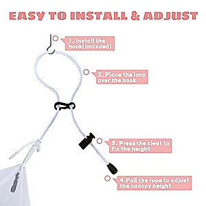 Bed Canopy for Girls with Glowing Stars in The Dark, White Princess Bed Curtain for Baby Crib, Kids Bed &amp; Toddler Bed, Twin, Full &amp; Queen Bed, Mosquito Net Canopy for Girl Room, Fire Retardant Fabric