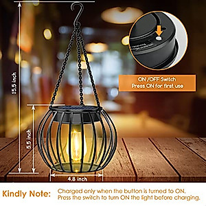 UBright Solar Lantern Outdoor Upgraded Hanging Solar Outdoor Lights Metal Outdoor Hanging Lanterns Decorative Lighting Solar Powered Waterproof Tree Lantern for Garden Yard Patio Pathway, 2 Pack