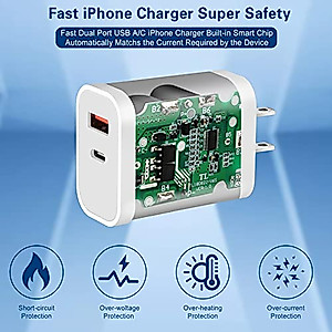 Fast Charger iPhone,Dual Port A/C iPhone Charger Fast Charging Adapter[Apple MFi Certified]2Pack Quick Double iPhone Wall Charger Block 10FT USBC to Lightning Cable for iPhone 14/13/12/11/ProMax/XS/XR