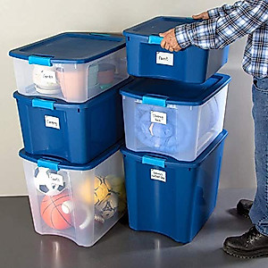 Sterilite True Blue 72 Qt./18 Gal. Latching Storage Bin with Clear Base
