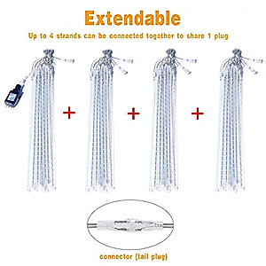 Aluan Christmas Lights Meteor Shower Rain Lights 10 Tube 240 LED 12 Inch Waterproof Plug in Falling Rain Fairy String Lights for Halloween Christmas Holiday Party Home Patio Outdoor Decoration, Blue