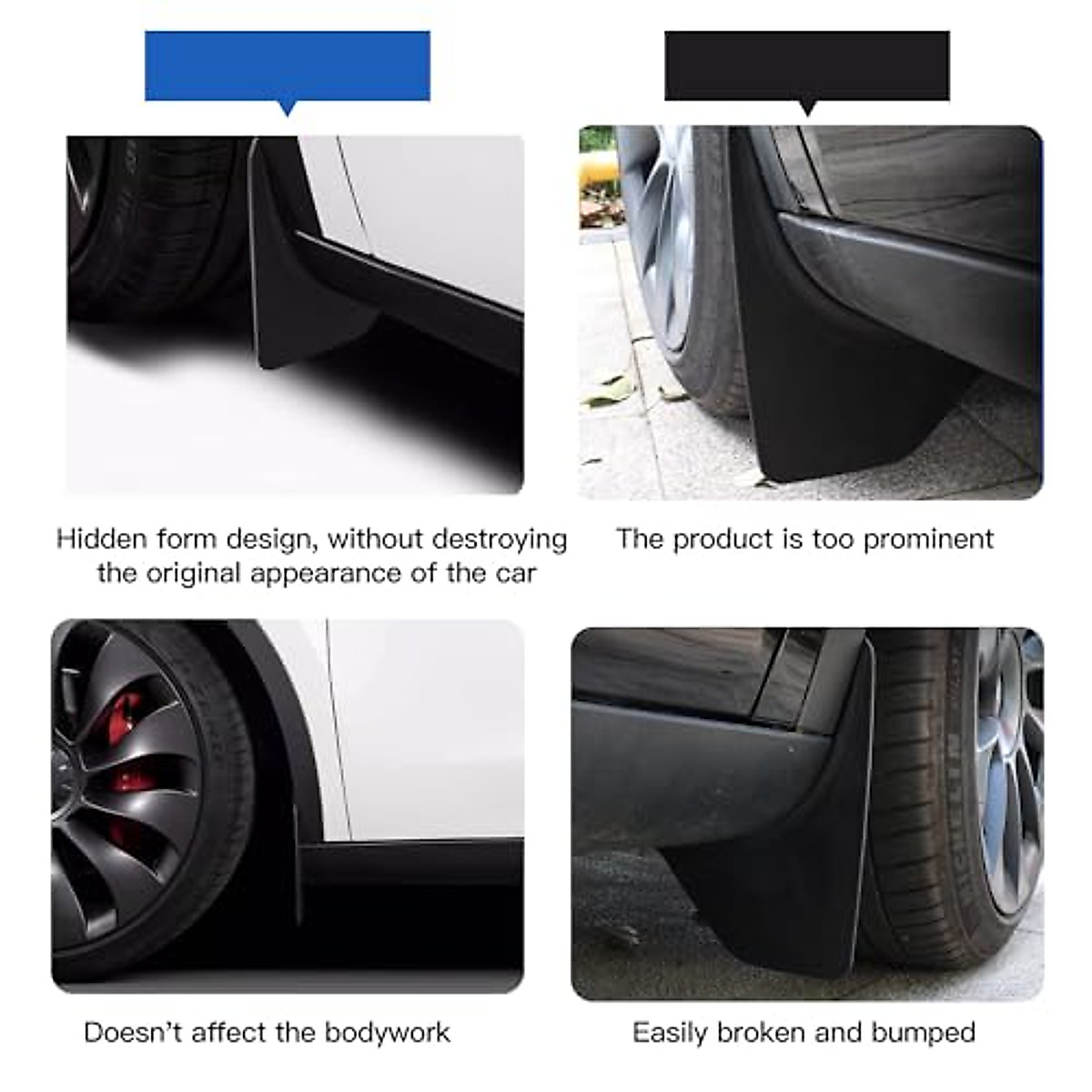 Topfit for Tesla Model Y Mud Flaps Car Mud Guards Defender Wheel Tire Mud Flaps Splash Guard for Tesla Model Y Accessories (Set of 4)