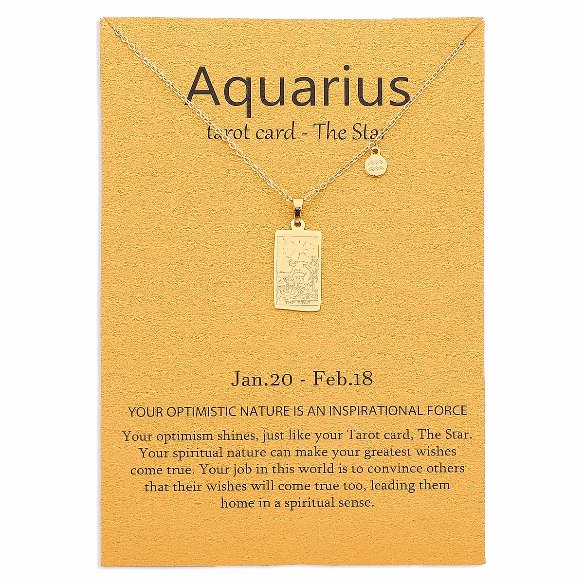 TGOLM 14k Gold Plated Aquarius Necklace Star Tarot Card Constellation Jewelry Birthday Gift for Women