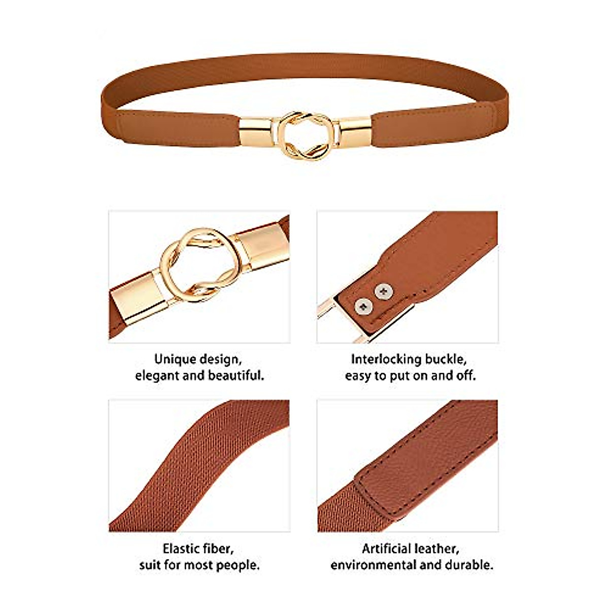 3 Pieces Women Skinny Waist Belt Elastic Thin Belt Waist Cinch Belt for Women Girls Accessories (Medium)