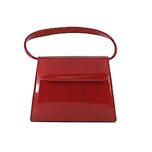 LONI Clutch Handbag Purse for Women | Shoulder & Top-Handle Grab Handbag | Nude Taupe Patent PU Leather Wedding Prom Evening