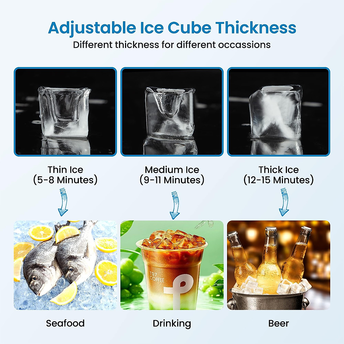 Zstar Commercial Ice Maker Machine, 160LBS/24H Under Counter Ice Maker with 33LBS Ice Storage & Ice Scoop, Self-Cleaning, Stainless Steel Freestanding Ice Machine for Commercial Restaurant, Home, Bars