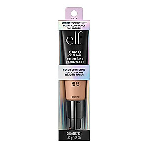 e.l.f. Camo CC Cream, Color Correcting Medium-To-Full Coverage Foundation with SPF 30, Light 280 N, 1.05 Oz (30g)