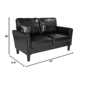 Flash Furniture Bari Upholstered Loveseat in Black LeatherSoft