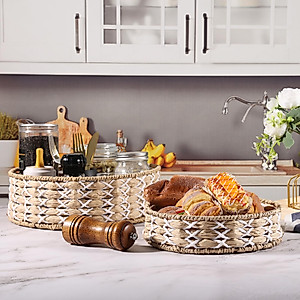 HNFNGSZL Wicker Baskets for Organizing, Nesting Storage Baskets for Shelves, Handmade Wicker Basket Set for Pantry Shelf, Recyclable & Renewable Paper Rope Storage Baskets for Storage, Round