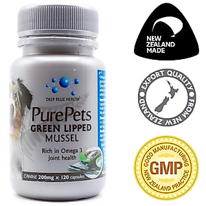 PurePets New Zealand Green Lipped Mussel Capsules for Dogs and Cats - 200mg x 120 Capsules - for Hip & Joint Support - 100% Natural Arthritis Pain Relief - Mobility Supplement Inflammation Management