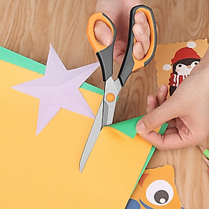 Asdirne Titanium Scissors, Premium 8.6” All Purpose Scissors, Ultra Sharp Stainless Steel Blades, Comfortable Grip, Great for Craft, Office, School and Everyday Use, Black/orange, 21.8cm, Pack of 3