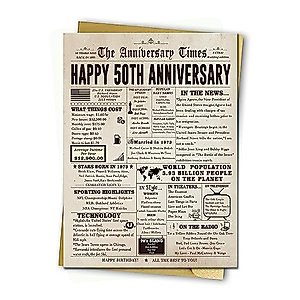 VvOoOvV Happy 50th Anniversary Cards Gifts for Mom Dad, Funny 50th Anniversary Birthday Decorations for Men Women, Large 50th Wedding Anniversary Card for Him Her