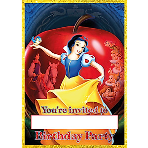 Set of 20 Snow White -Themed Happy Birthday Invitation Cards & Envelopes - Lightweight (240g), Postcard Style Invites for the Perfect Party Pack
