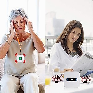 Daytech Caregiver Pager Wireless Call Button with Pager for Elderly 500 Feet Nurse Alert System with 2 Portable Receivers +3 Caregiver Call Buttons Panic Button Elderly Pager Emergency Alert Button