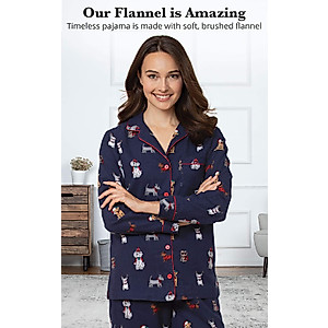PajamaGram Womens Flannel Pajamas - Women's Dog Pajamas, Navy, MD