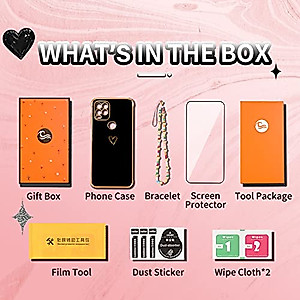 Buleens for Motorola Moto G Stylus 2021 Case for Women Girls, (3 in 1) Cute Hearts Pattern Aesthetic Phone Cases for Moto G Stylus 2021 6.8'', Classy Gold Paint Soft TPU Anti-Drop Cover(Black)