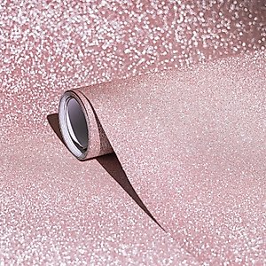 Qianglive Glitter Pink Contact Paper 17.3"×120" Self Adhesive Sparkly Pink Peel and Stick Wallpaper Bling Flash Wallpaper for Cabinet DIY Decoration
