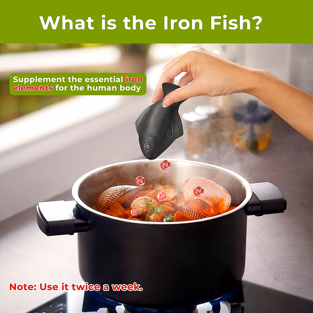 Iron Fish, 2 Pack Iron Fish for Iron Deficiency, A Natural Source of Iron, Safe Cooking Tool to Add Iron to Food and Water, Reduces Risk of Iron Deficiency, Ideal Iron Supplement for Anemia & Vegans