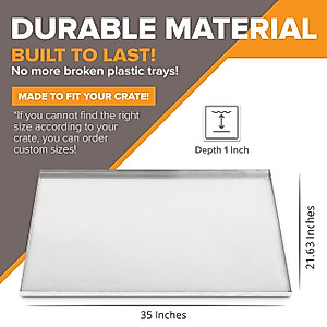 Pinnacle Systems 35" x 21.63" Metal Replacement Dog Crate Pan Chew Proof Crack Proof Pet Kennel Tray Central Dog Training Crate Pan Pet Supplies, Galvanized, 1" H