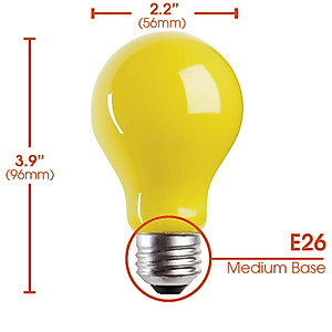 Xtricity A19 Incandescent Yellow Bug Light Bulb, 60W, E26 Medium Base, 130V, (4 Pack)