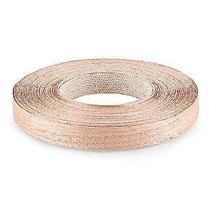 Skelang Okoume Edge Banding, 3/4" X 50' Wood Strip Preglued, Iron on Veneer Edging Tape for Cabinet, Table, Door