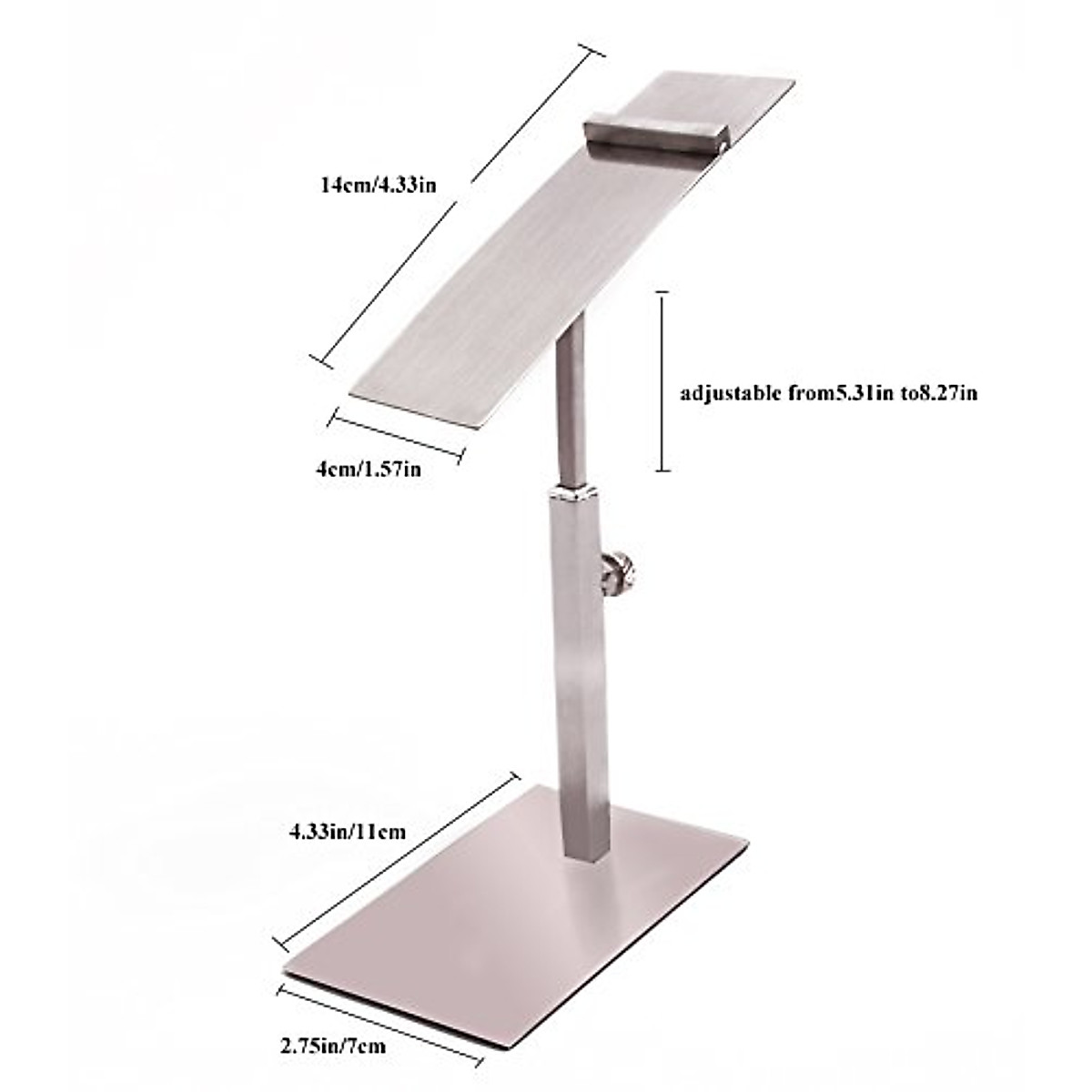 Nipole Modern Stainless Steel Adjustable Shoes Display Stands Rack in Shopping Mall (Brushed Silver)