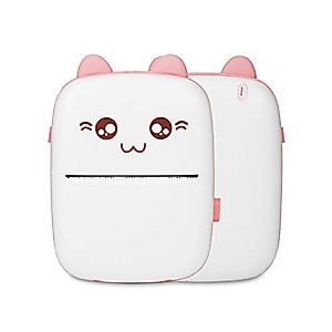 Naroote Mini Photo Printer, Plastic Material Photo Printer for Wireless High Resolution with Cute Appearance for Classroom for Learn(Pink)