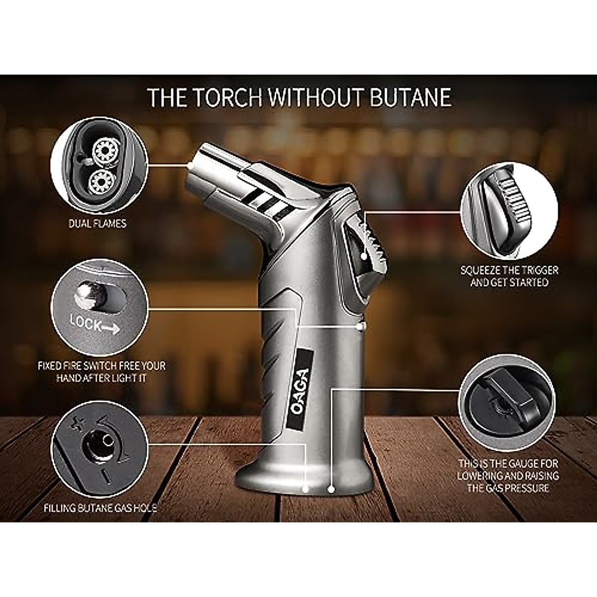 Cocktail Smoker Kit with Torch, Whiskey Smoker Kit, Bourbon/Drink/Old Fashioned Smoker Infuser Kit, 4Flavor of Wood Chips, Ideal Gifts for Men, Fathers, Boyfriends as Father's Day, Christmas, Birthday