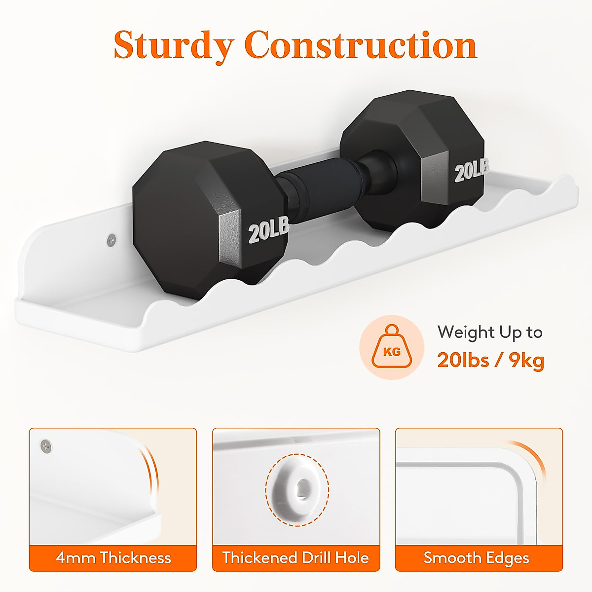 Lifewit Kids Bookshelf 6 Pack, 15" Acrylic Floating Shelves for Wall Mounted, White Clouds Nursery Book Toy Hanging Racks for Baby/Toddler/Children in Bedroom, Living Room Decor