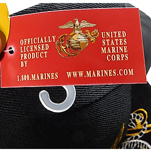 Trade Winds USMC Marines Seal 3-D Emblem EGA Marine Black Acrylic Adjustable Embroidered Baseball Hat Cap - Officially Licensed