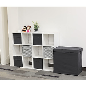 Simple Houseware Double Laundry Hamper with Lid and Removable Laundry Bags, Dark Grey