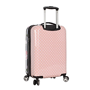 Betsey Johnson Designer 20 Inch Carry On - Expandable (ABS + PC) Hardside Luggage - Lightweight Durable Suitcase With 8-Rolling Spinner Wheels for Women (Stripe Roses)