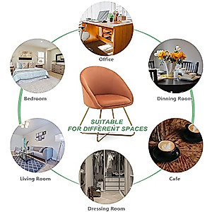 Artechworks Modern Velvet Dinning Chair with Golden Legs, Lounge Chair Set of 2, Accent Armchair for Living Dining Room Bedroom Reception Chair, Caramel