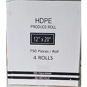 12" x 20" Large Plastic Produce Bag 4 Rolls, 3000 COUNT Made in India HDPE, Durable Clear Food Storage Saver for Fruit Vegetable Bakery Snack Grocery Bags