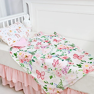 Baby Blankets for Girls Super Soft Minky Toddler Blanket 30x40 Inches, Double Layer, Dotted Backing, Floral Baby Crib Blanket for Nursery, Baby Car Seat, Pet, Pink Flower