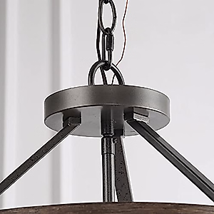 LNC Farmhouse Chandeliers for Dining Rooms with Faux Wood Finish, W13"xH17.1