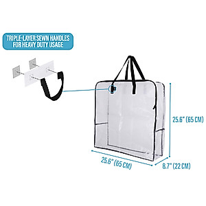 VENO 5 Pack Moving Bags, Wreath Storage Bag, Garland Container, Moving and Packing Supplies for College. Moving Boxes Alternative, Under the Bed Storage, Storage Bags for Comforter (Clear, 5 Pack)