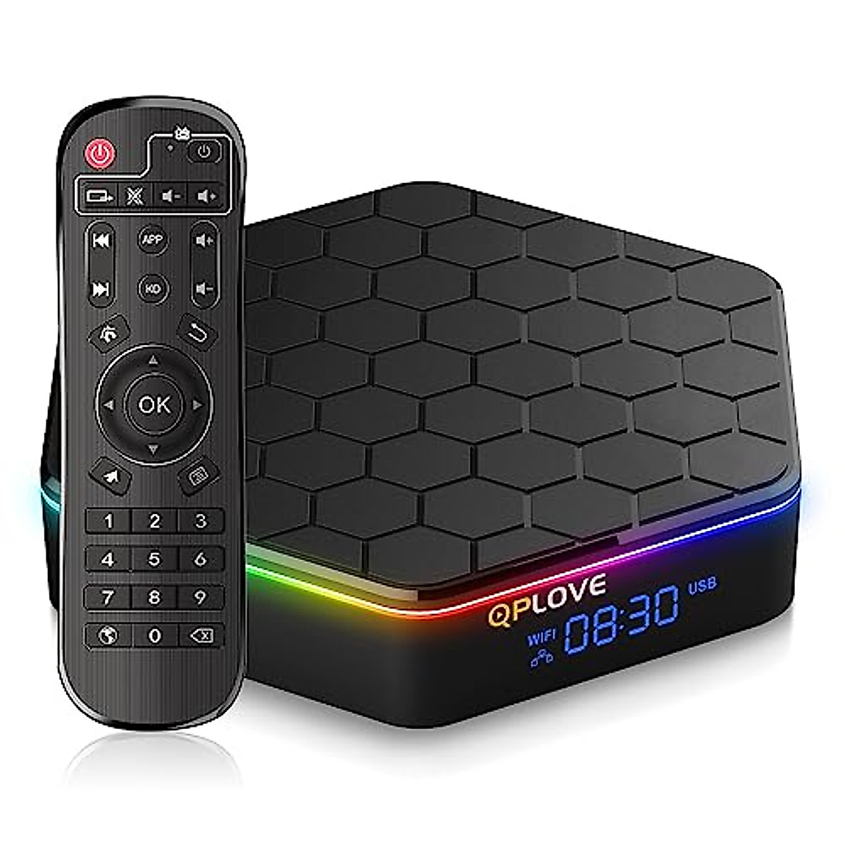 Android TV Box, 4GB RAM 32GB ROM QPLOVE Q18 Boxed TV Android H618 Quad Core Cortex-A53 CPU Mali-G31 GPU 2.4G/5G Dual Band WiFi6 BT5.0 6K 3D HDR10 H265 Smart TV Box