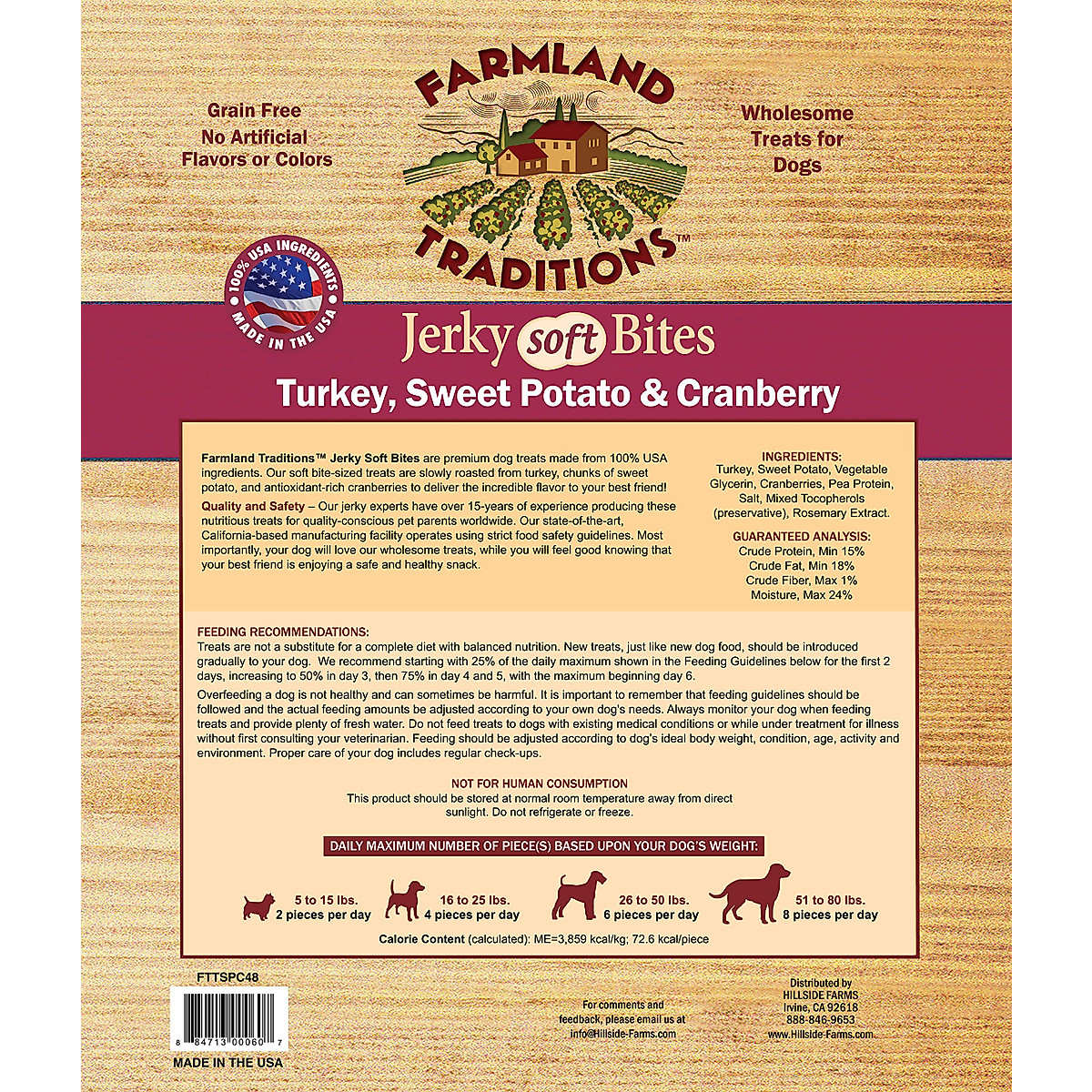 Farmland Traditions USA Made 3 lbs. Turkey, Sweet Potato, Cranberry Soft Jerky Bite Dog Treats
