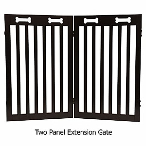 Arf Pets Freestanding Dog Gate, 2 Panel Extension, 360° configurable Wooden Fence, 40" Wide, 31.5" Tall, Foldable, for The House - Indoor Use