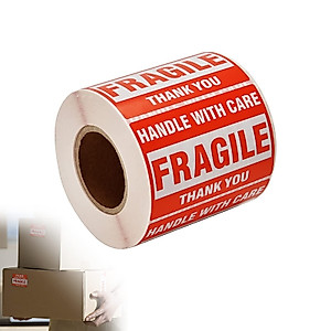 [1 Roll, 500 Labels] 2" x 3" Fragile Stickers Handle with Care Warning Packing / Shipping Labels - Permanent Adhesive