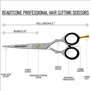 Hair Cutting Scissors | 6.5 Inch Stainless Steel Barber Scissors | Hairdressing Scissors for Salon | Smooth & Sharp Edge Blades, Razor Edge - Hair Scissors for Men & Women